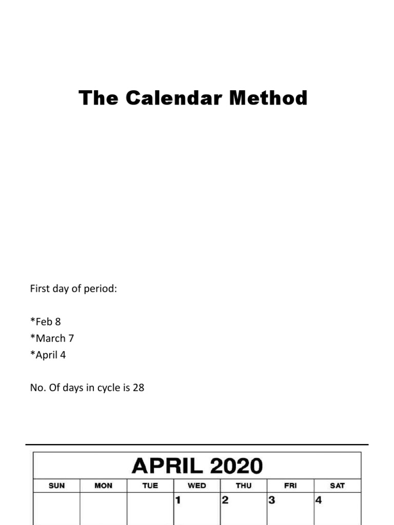 Calendar Method | PDF