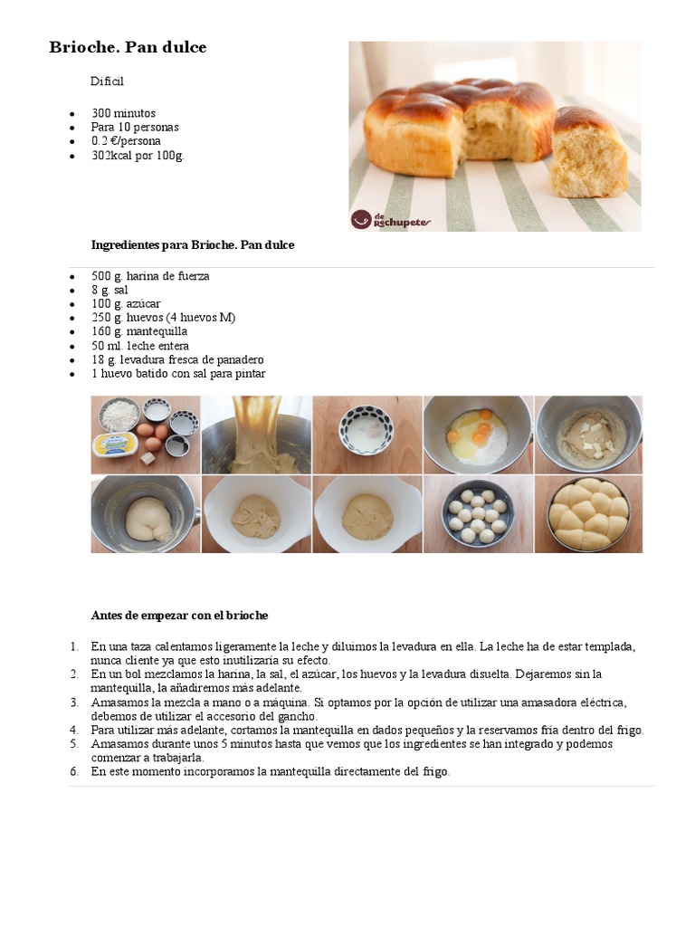 Pan Dulce Brioche - Rechupete | PDF | Panes | Cocina