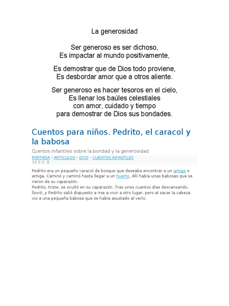 La Generosidad Pdf Raíz Plantas