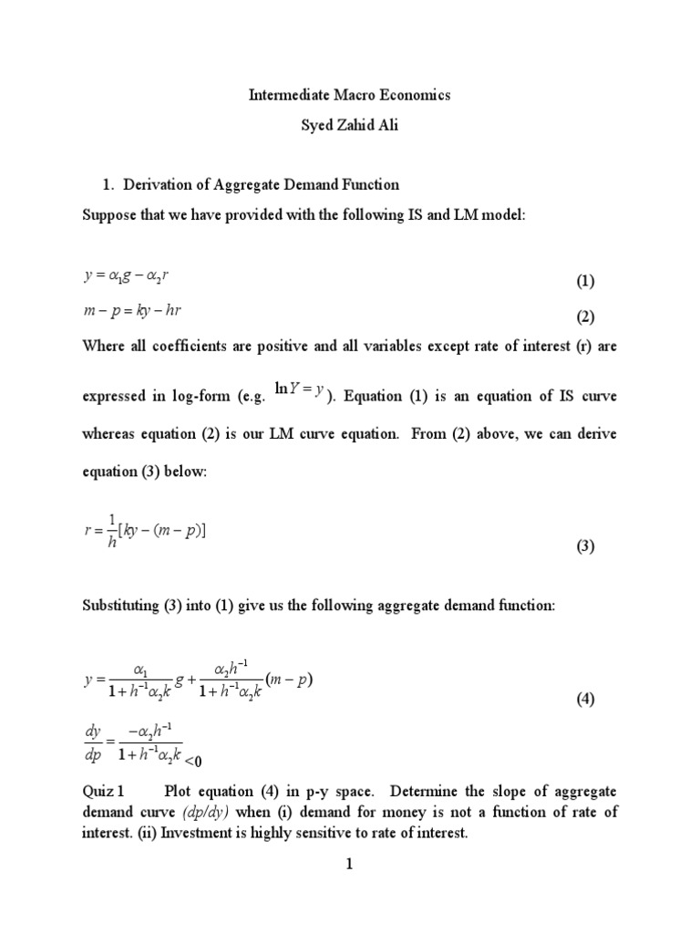 Derivation of Aggregate Supply Function | PDF | Supply (Economics ...
