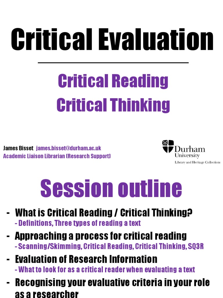 Critical Evaluation: Critical Reading Critical Thinking | PDF | Bias ...