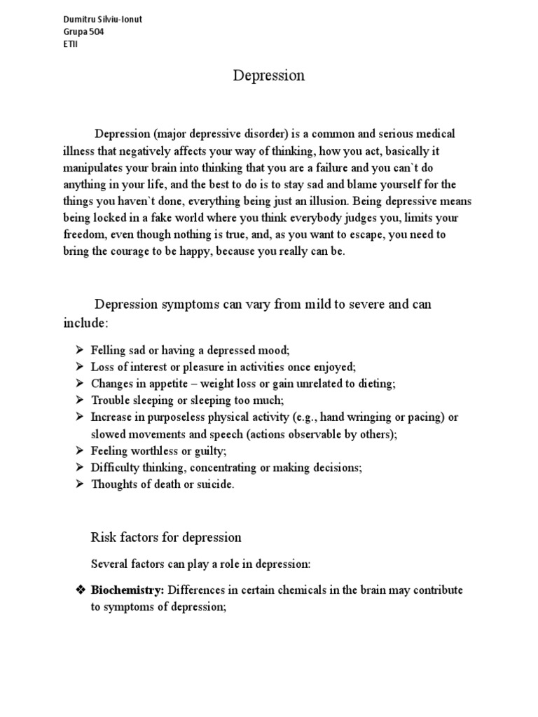 Depression: Depression Symptoms Can Vary From Mild To Severe and Can ...