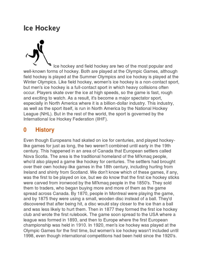 Ice Hockey | PDF | Ice Hockey | National Hockey League