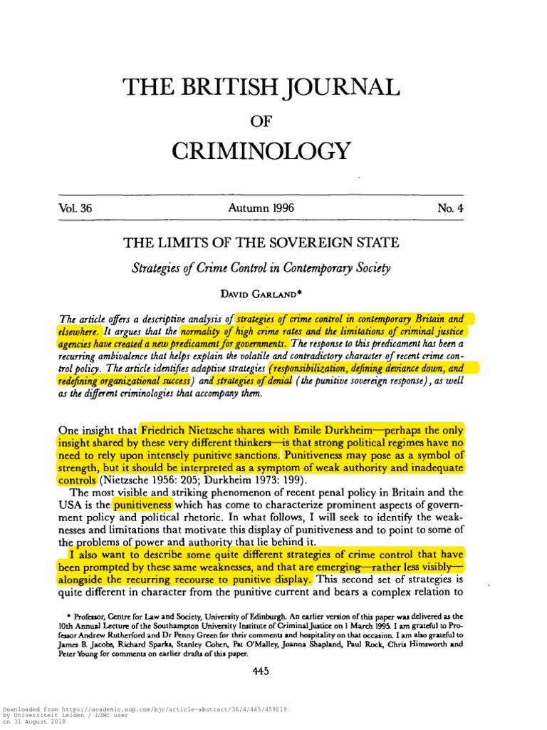 3 - D - David Garland PDF | PDF | Criminology | Crime & Violence