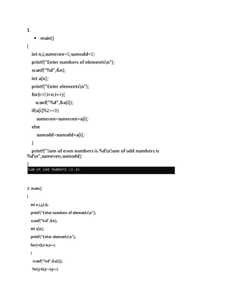 C Program to Calculate Sum of Even and Odd Numbers | PDF | Digital Technology | String (Computer ...