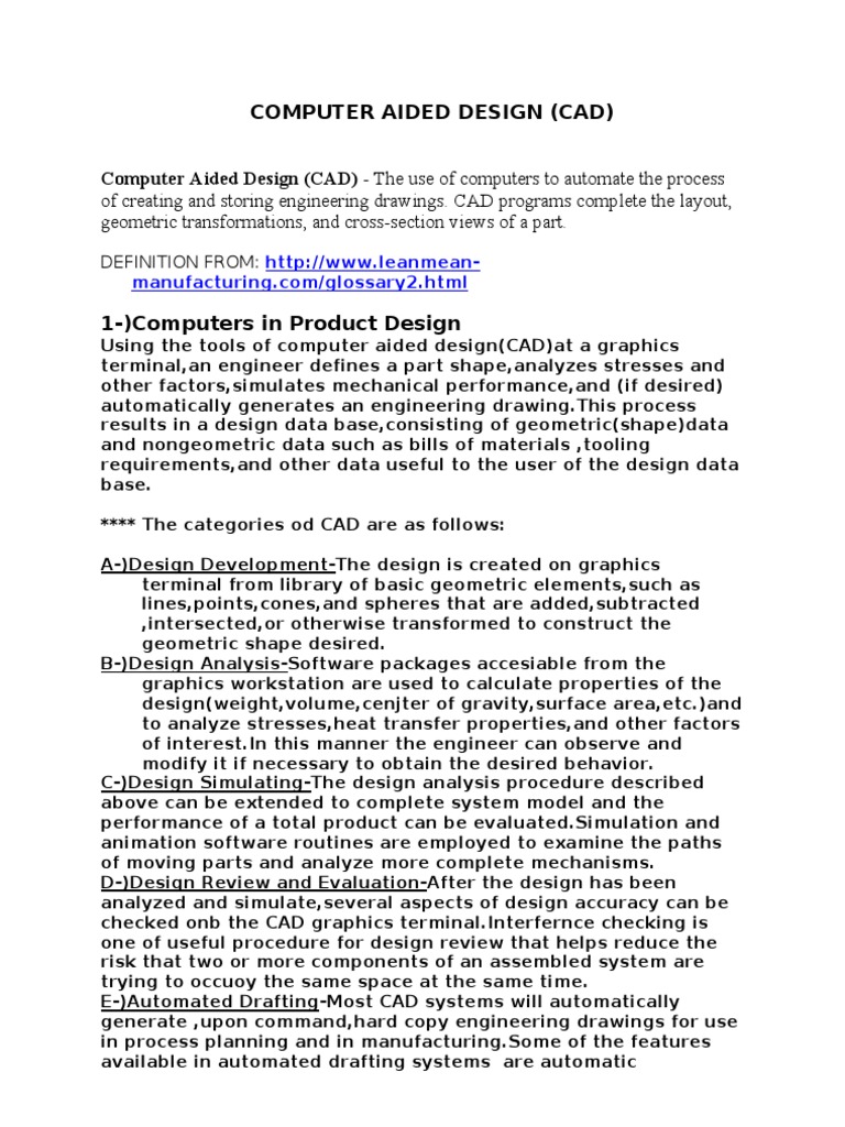 Computer Aided Design | PDF | Computer Aided Design | 3 D Modeling