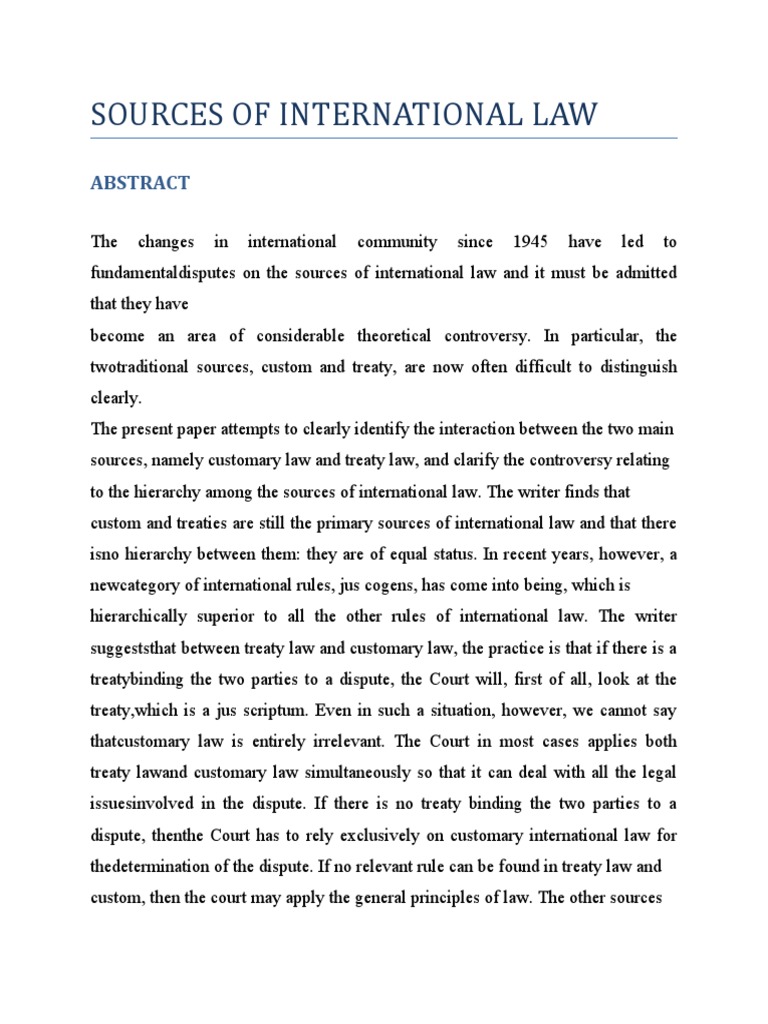 Sources of International Law | PDF | International Law | Treaty