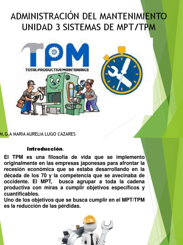 Unidad 3 Sistemas de MPT PDF | PDF | Ingeniería de confiabilidad ...