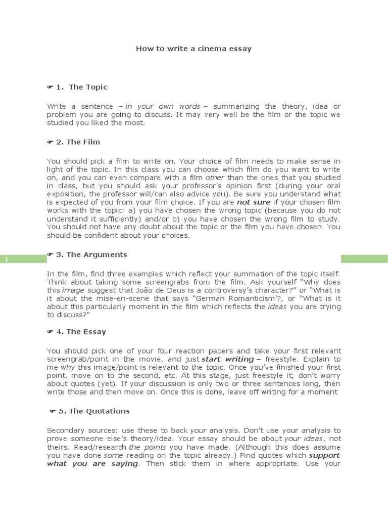 How To Write A Cinema Essay | PDF | Essays | Cognitive Science