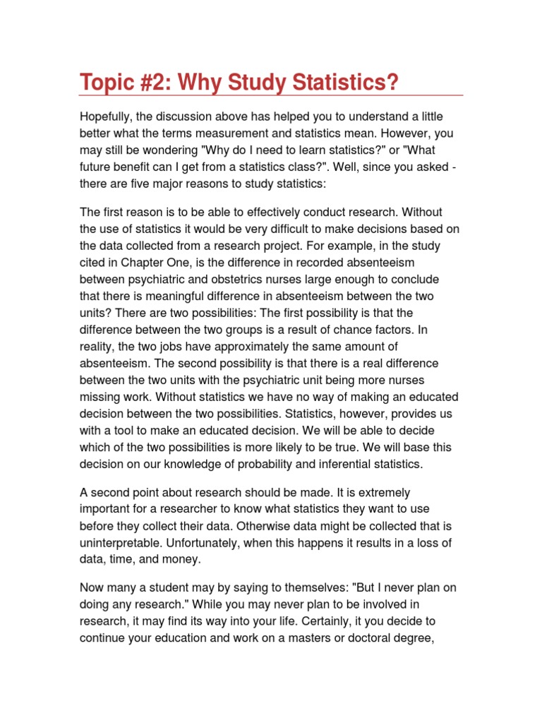 Why Study Statistics PDF | PDF | Statistics | Critical Thinking