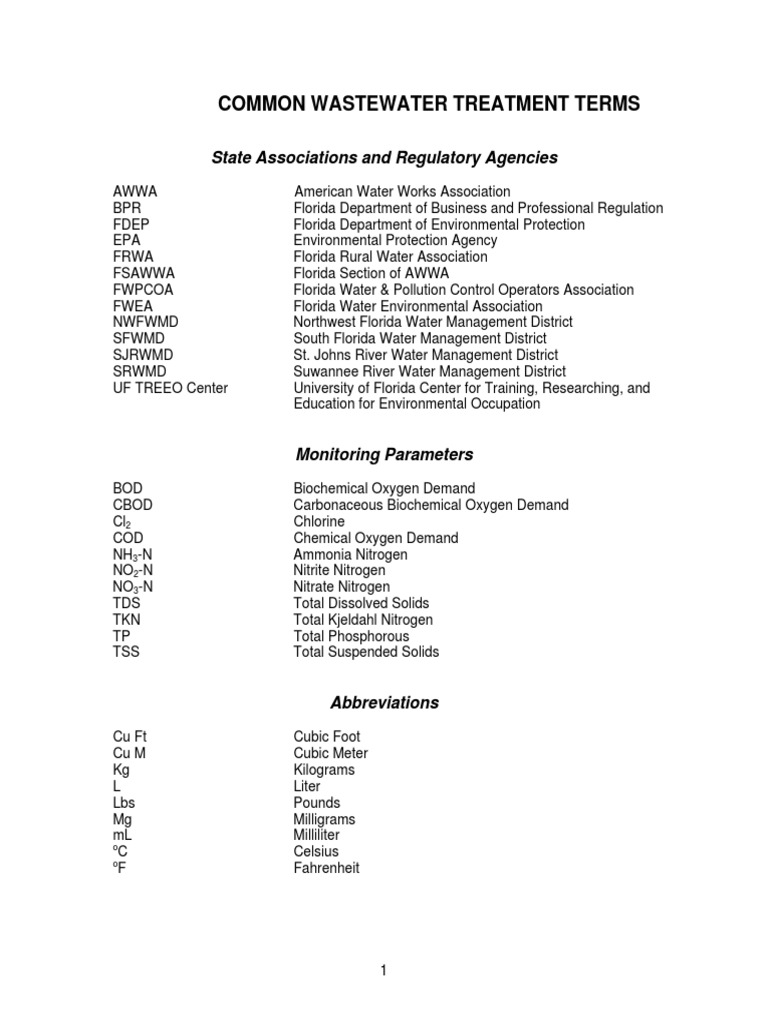 A Comprehensive Glossary of Common Wastewater Treatment Terms and ...