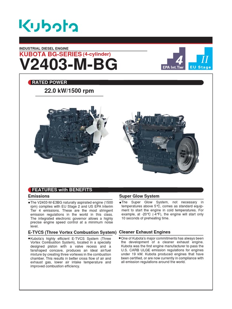 Kubota V2403-M Engine Overview | PDF | Engines | Diesel Engine
