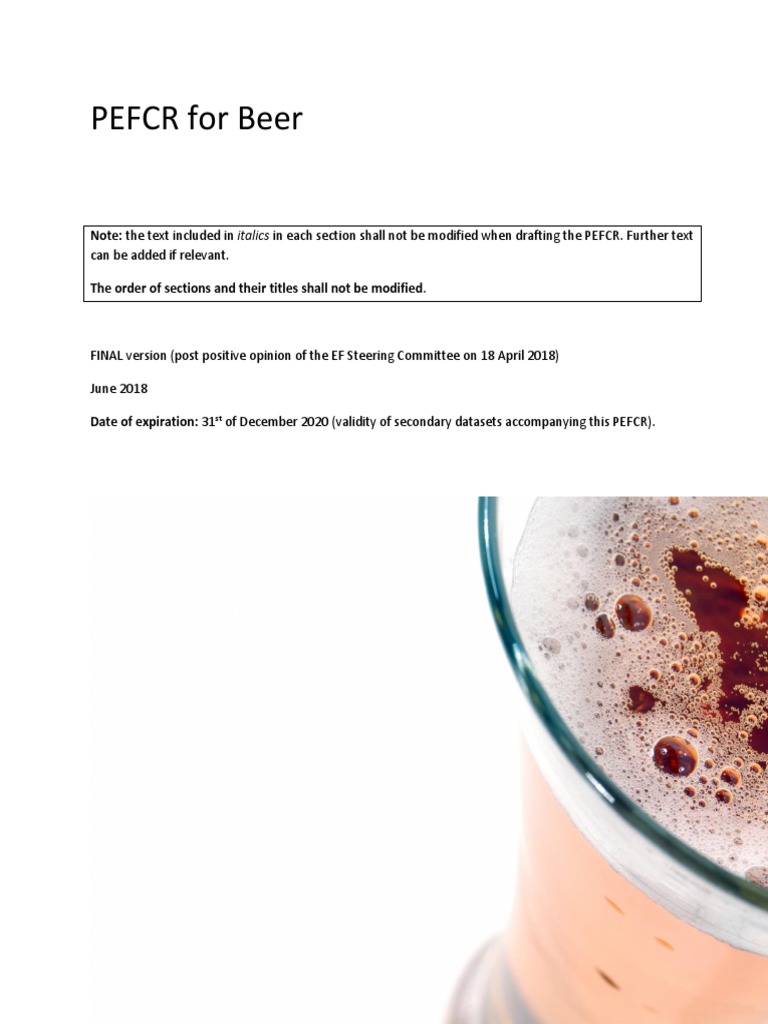 PEFCR for Beer: Ingredients Allocation | PDF | Life Cycle Assessment | Beer