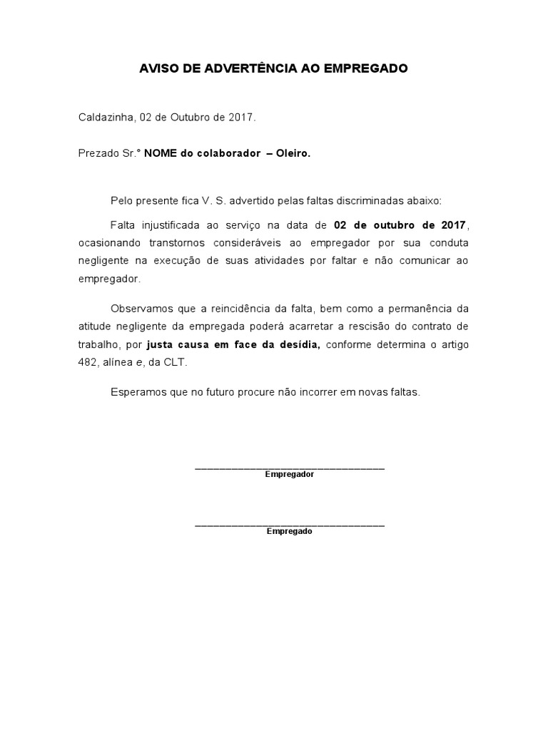Modelo de Advertencia | PDF