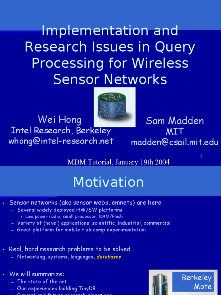Tinydb Tutorial | PDF | Wireless Sensor Network | Sql