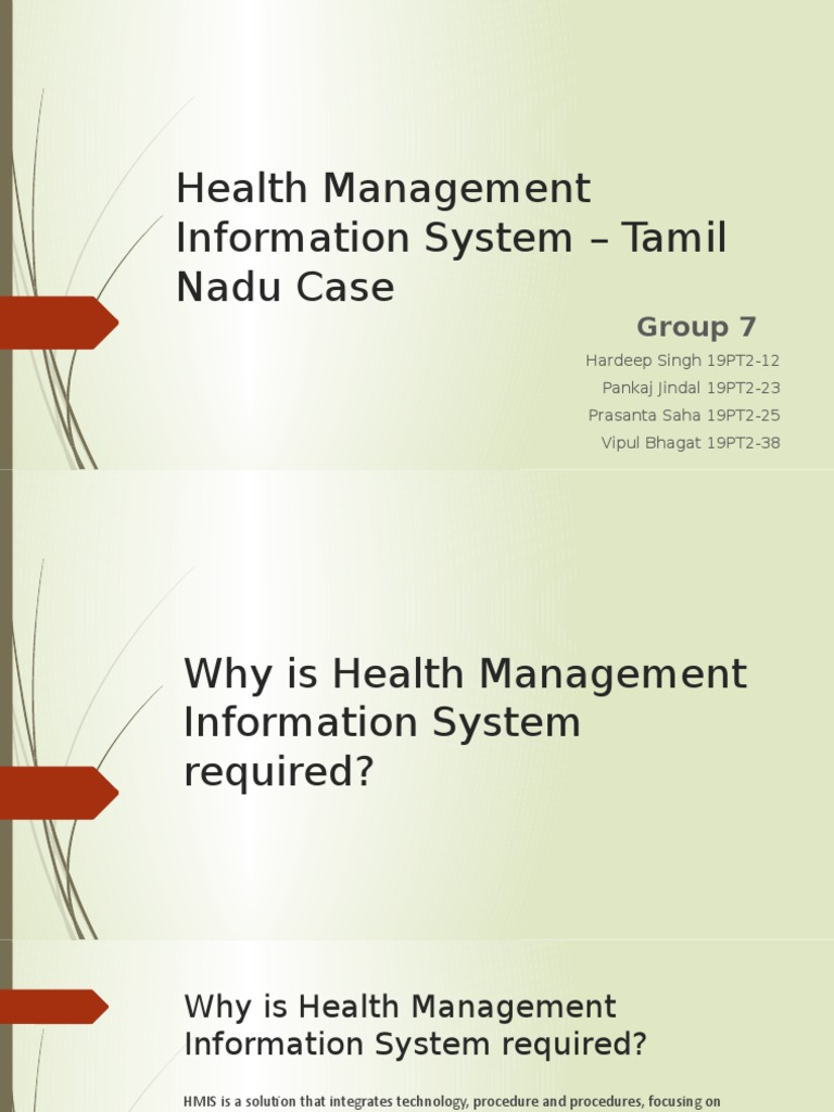 Tamil Nadu Health Management System Overview | PDF | Medical ...