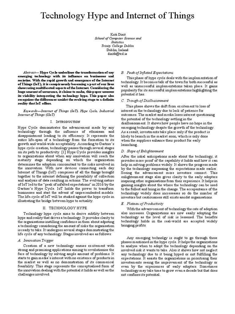 Technology Hype and IOT PDF | PDF | Internet Of Things | Computing