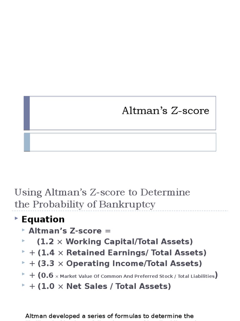 Altman's Z-Score | PDF | Market Liquidity | Working Capital