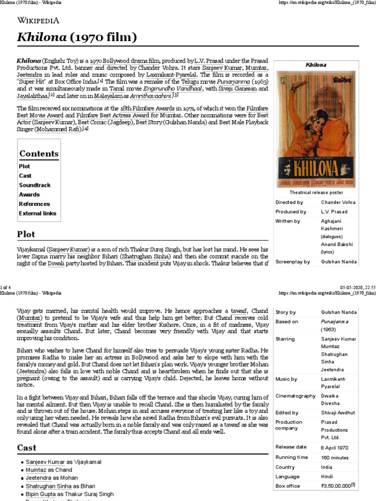 Khilona (1970 Film) | PDF | Cinema Of India | Bollywood
