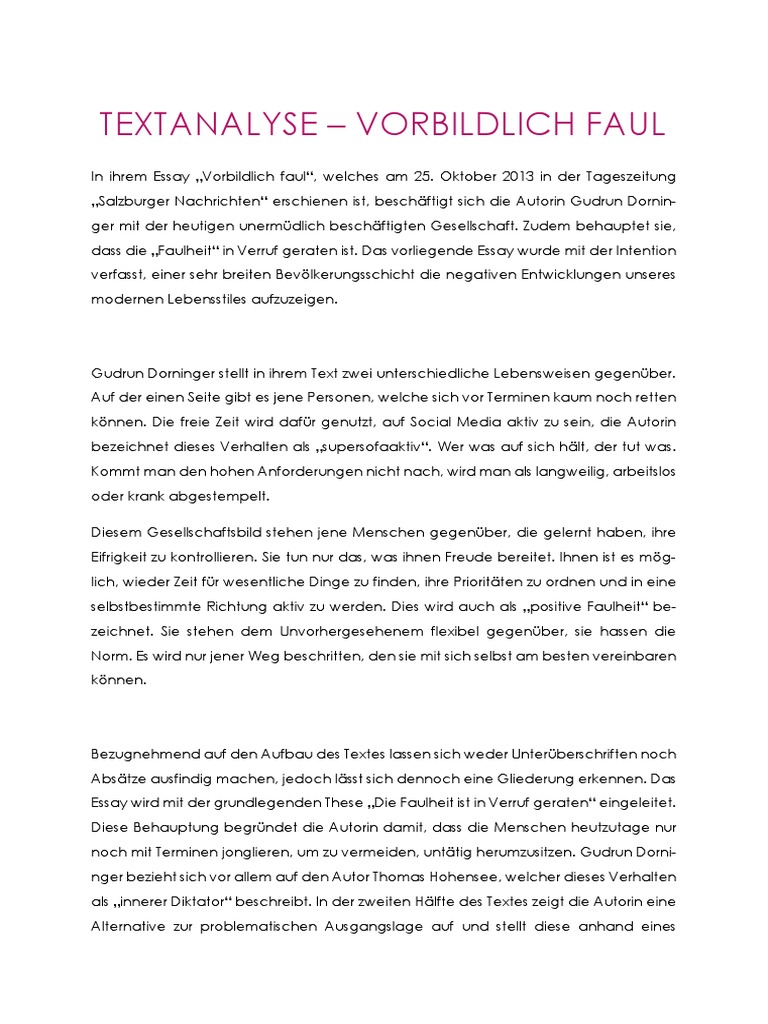 Vorbildlich Faul PDF | PDF