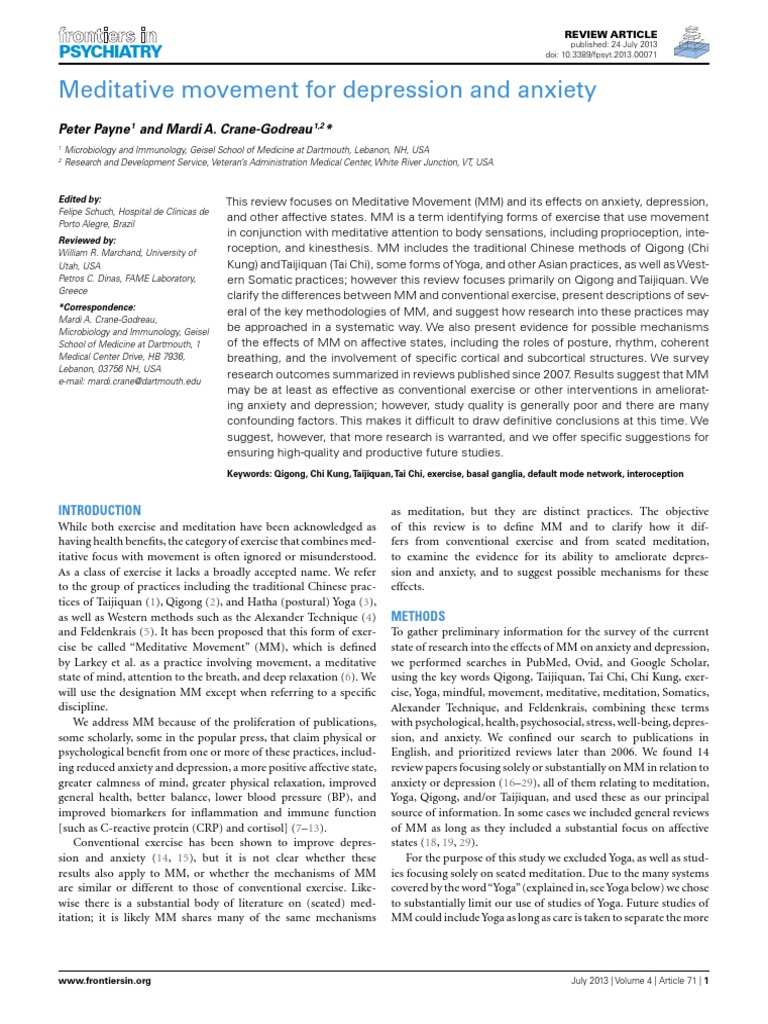 Meditative Movement For Depression and Anxiety: Psychiatry | PDF ...