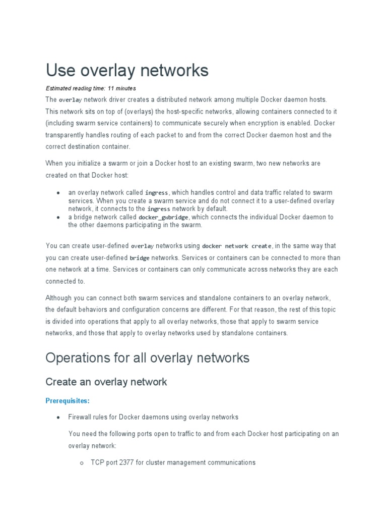 Docker Overlay Networks Pdf Port Computer Networking Computer Network
