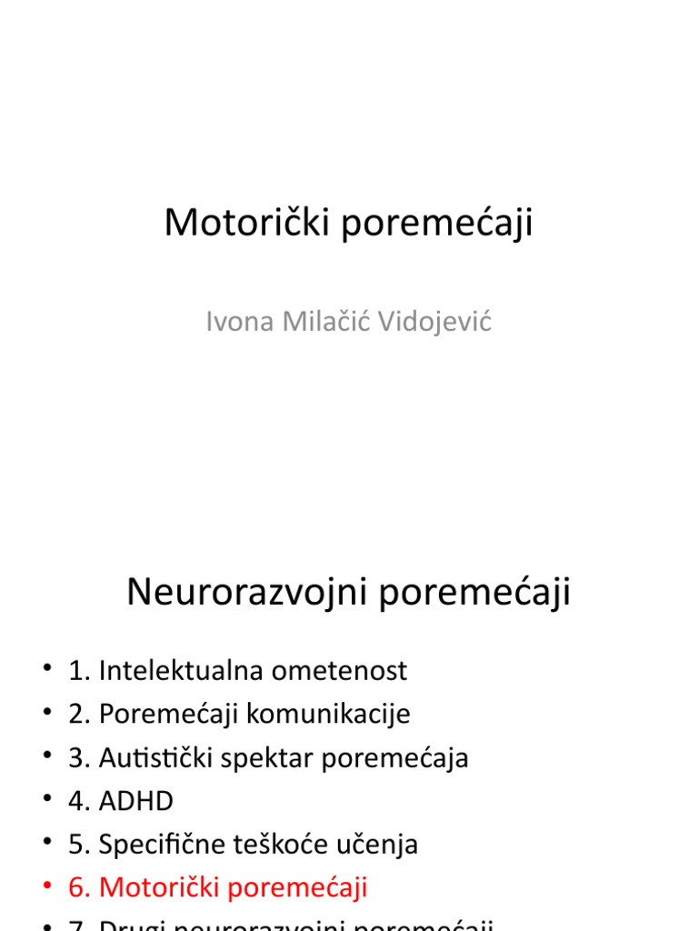 Motoricki Poremecaji | PDF