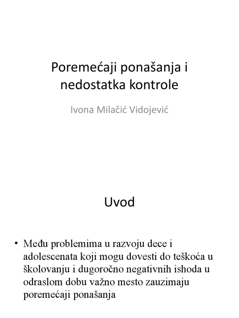 Poremecaji Ponasanja I Nedostatka Samokonole | PDF