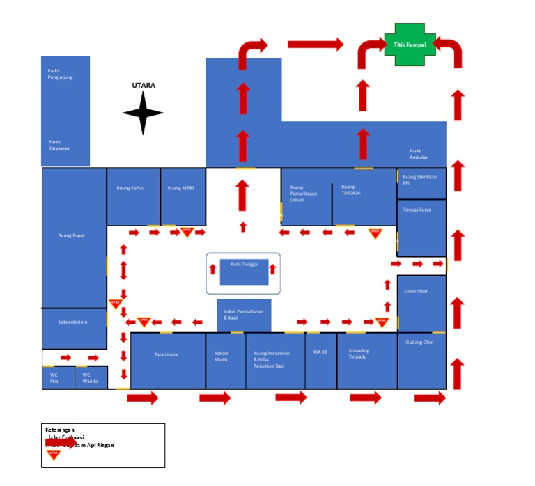Denah PKM Ruangan Terbaru Dengan Jalur Evakuasi | PDF