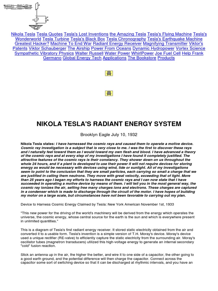Nikola Tesla'S Radiant Energy System: Brooklyn Eagle July 10, 1932 ...
