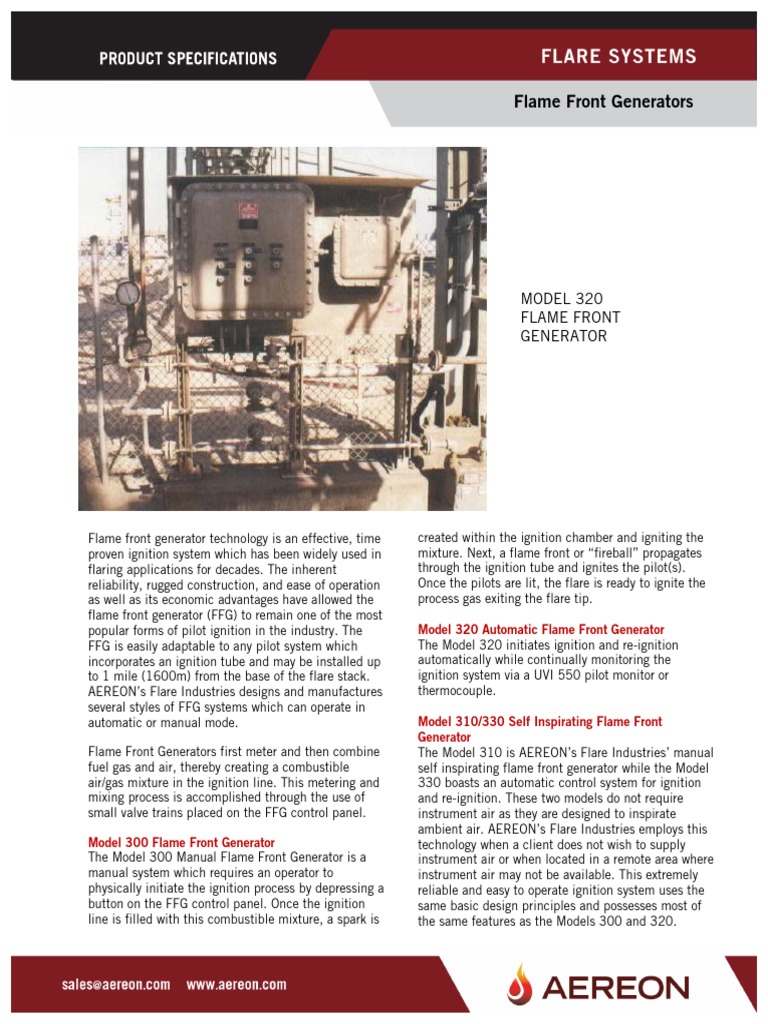 Flare - Systems - FLAME FRONT GENERATORS - Product Sheet FINAL | PDF ...