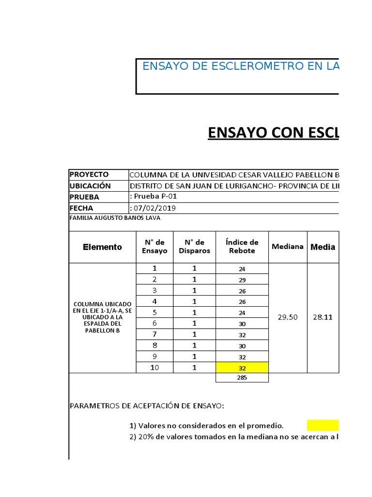 Excel Esclerometro | PDF | Naturaleza