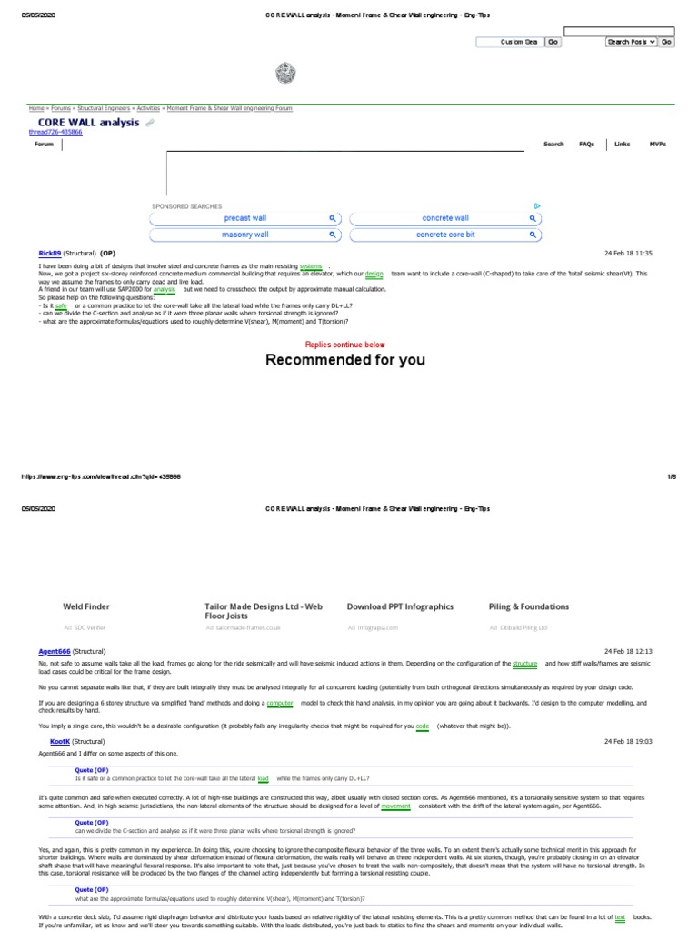 CORE WALL Analysis - Moment Frame & Shear Wall Engineering - Eng-Tips ...