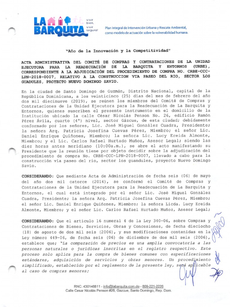 Acta de Adjudicacion PDF | PDF