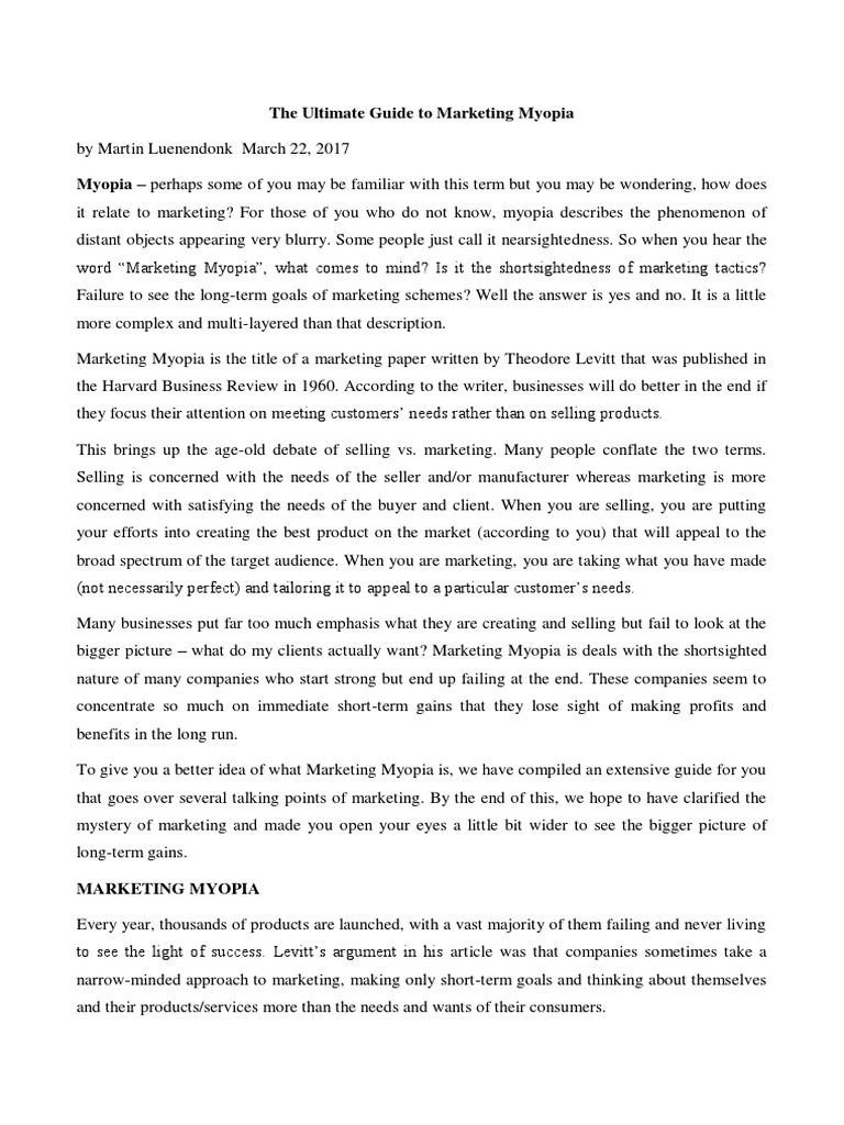 Marketing Myopia With Examples | PDF | Energy Development | Fossil Fuels