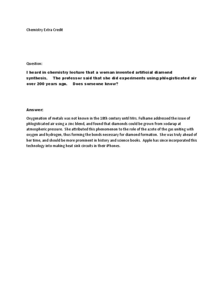 Chemistry Extra Credit | PDF