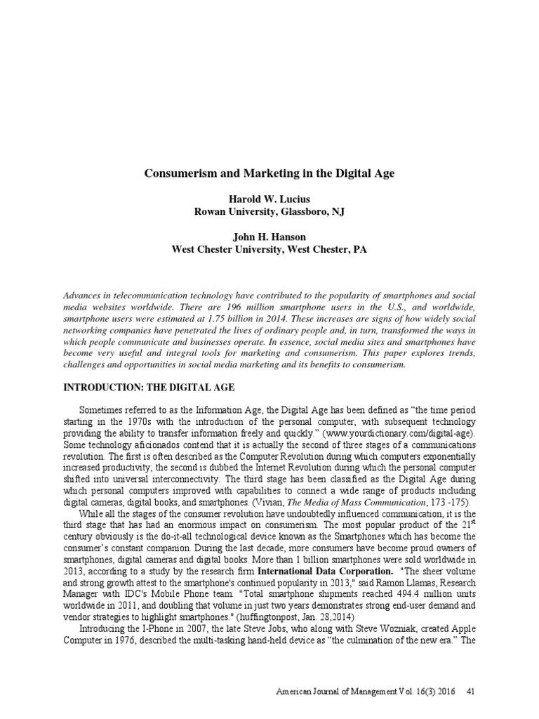 Consumerism and Marketing in The Digital Age | PDF | Smartphone ...