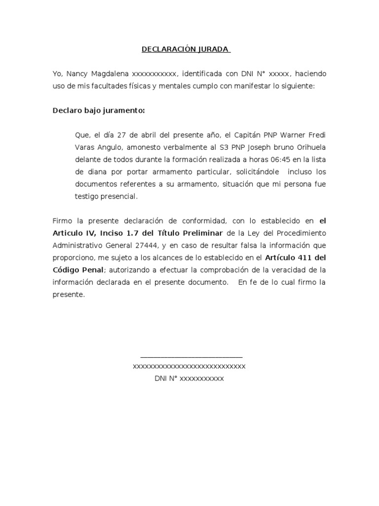 DECLARACIÓN JURADA-mod | PDF | Ciencias sociales | Novela negra, policíaca y suspenso