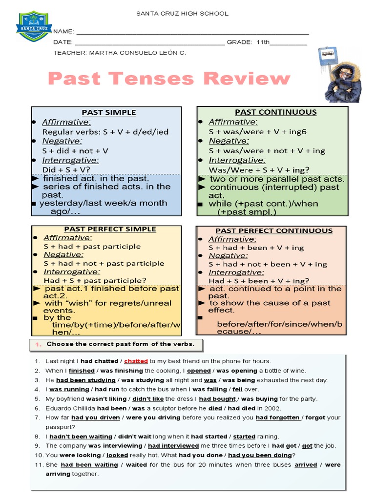 Past Tenses Review: Choose The Correct Past Form of The Verbs | PDF