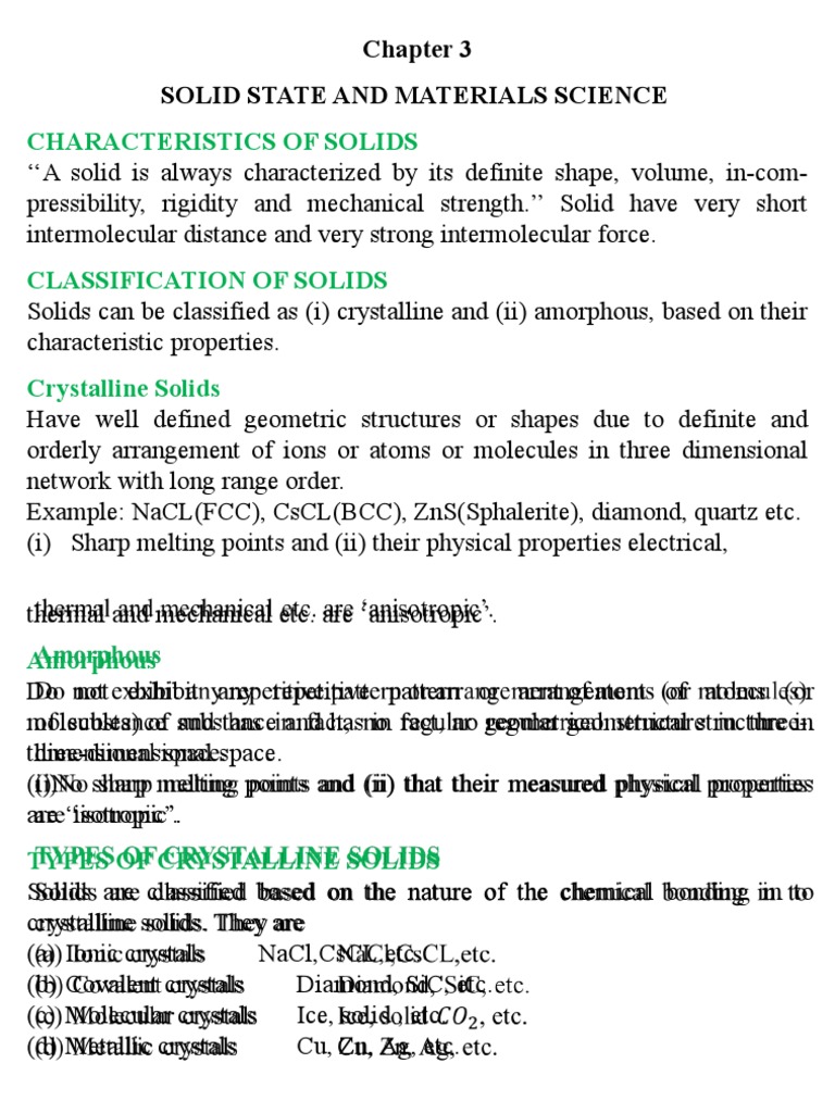 Characteristics and Types of Solids | PDF | Crystal Structure | Magnetism