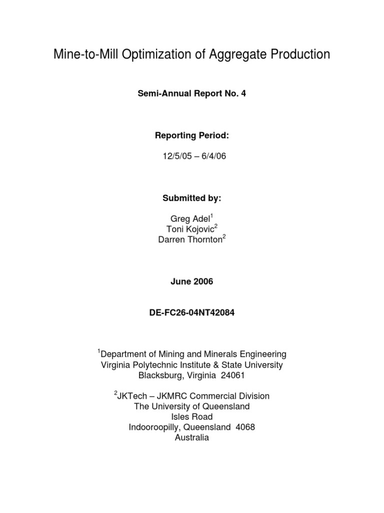 Mine-to-Mill Optimization Report | PDF | Construction Aggregate | Mining