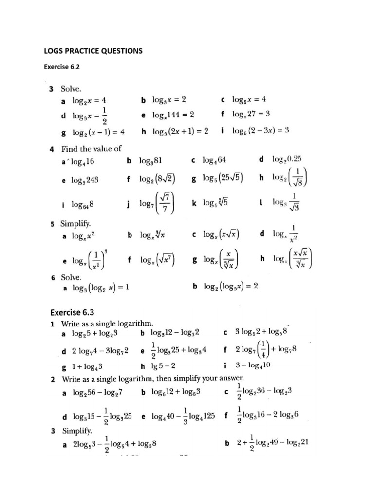 Logs Practice Questions-2 | PDF