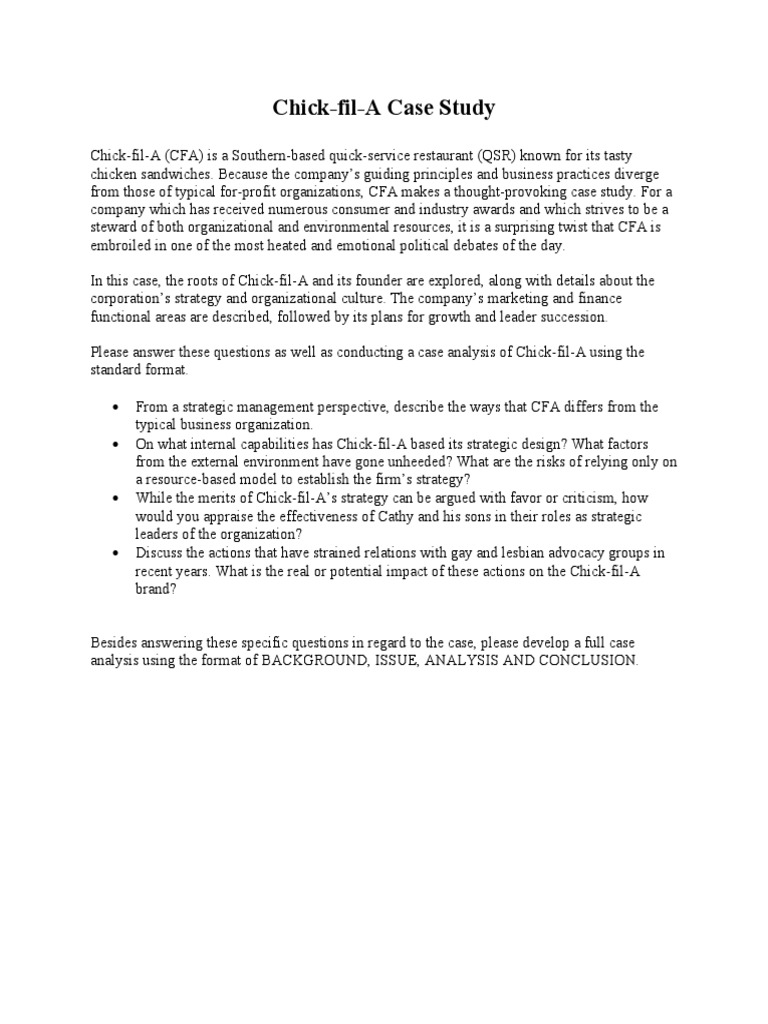 Chick-fil-A Strategic Case Analysis | PDF | Business