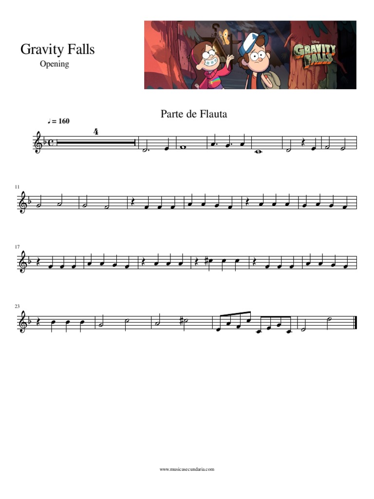 Gravity Falls Tema Principal Partitura Parte Flauta PDF | PDF