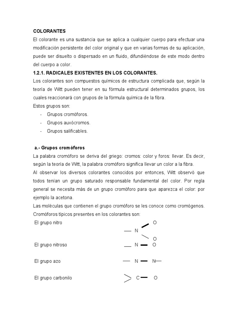 Colorantes Clasificacion Pdf Cromóforo Color