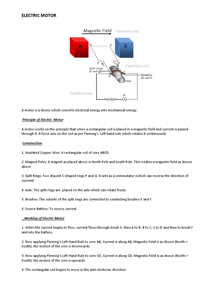 Principle of Electric Motor | PDF | Electromagnetic Induction ...