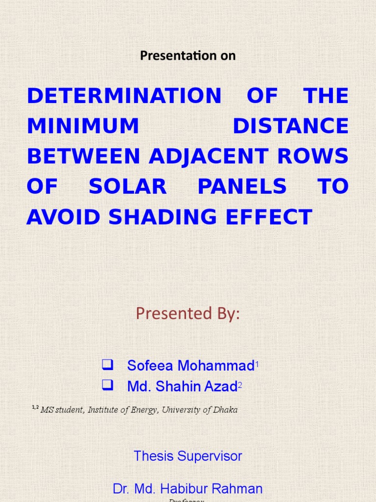 Determination of The Minimum Distance Between Adjacent Rows of Solar ...