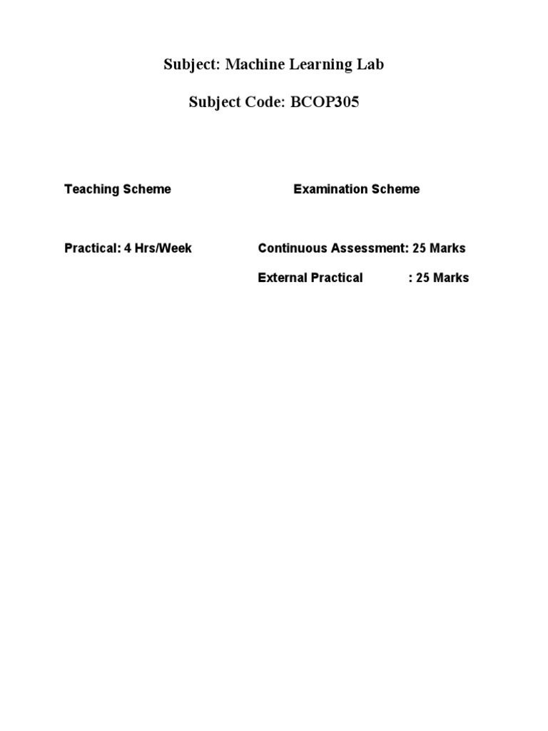 ML Lab Manual 2018-19 | PDF | Control Flow | Boolean Data Type