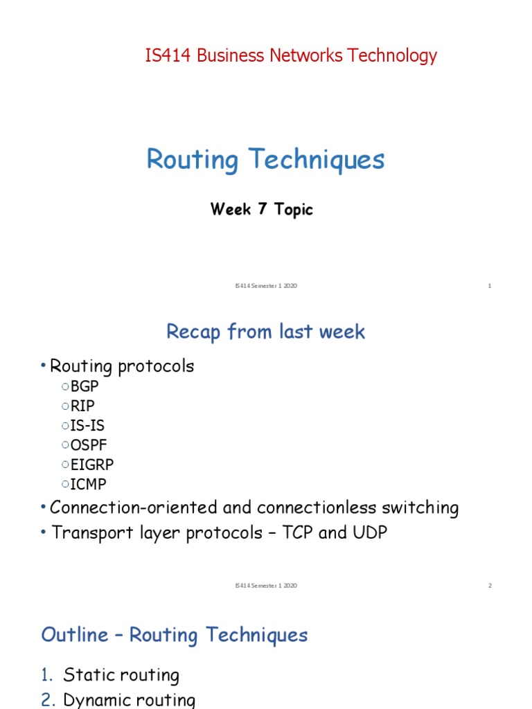 Lecture Routing Techniques Pdf Routing Router Computing