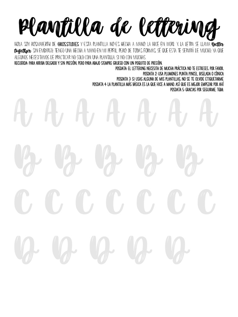 Plantilla de Lettering (Word) | PDF